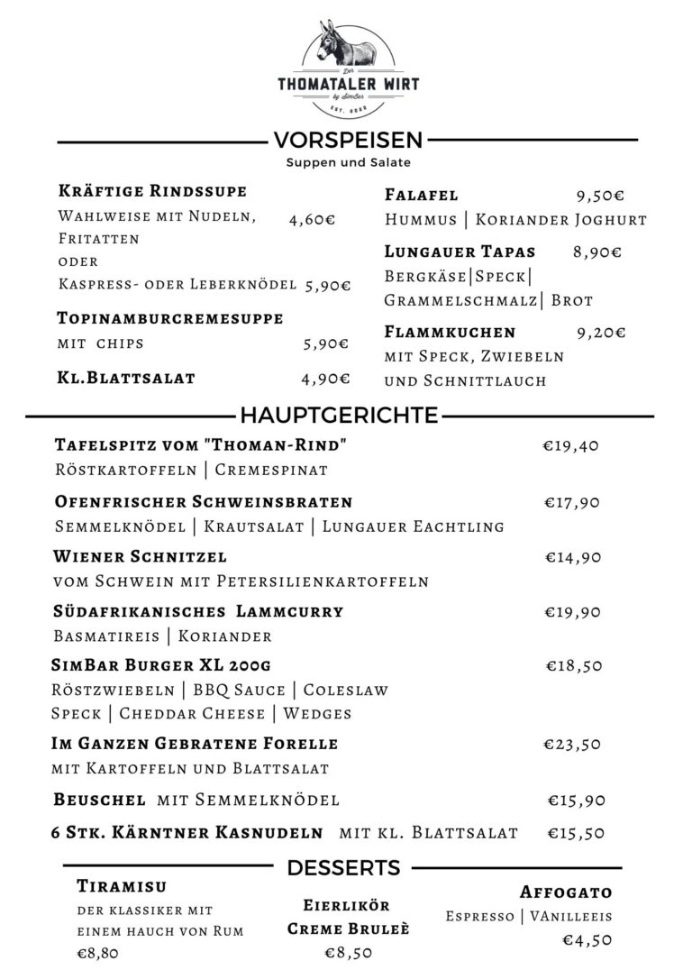 Essen & Trinken – Der Thomataler Wirt