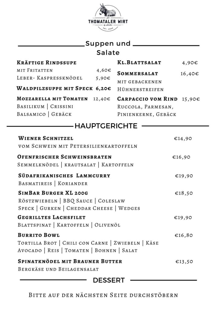 Essen & Trinken – Der Thomataler Wirt